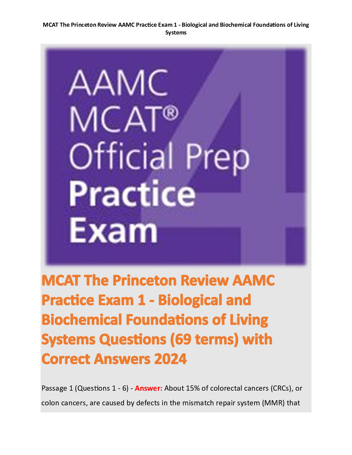 MCAT AAMC Compilation Bundle. - DocMerit