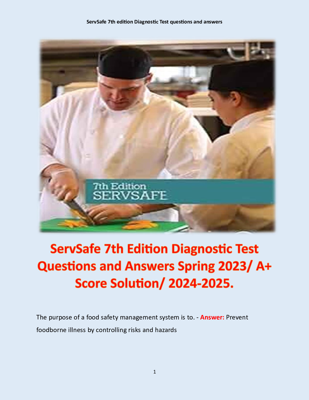 ServSafe Manager 7th Edition Package. - DocMerit