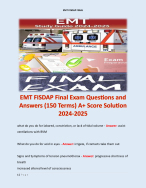 EMT FISDAP Final Exam Questions and Answers (150 Terms) A+ Score Solution 2024-2025. Terms like ...