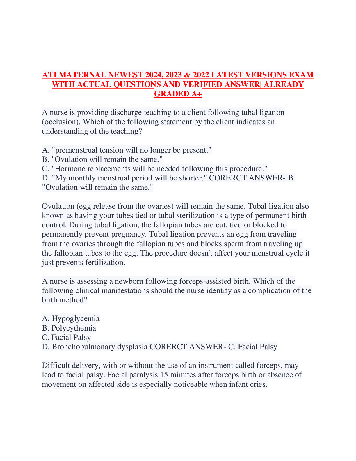 ati maternal - DocMerit