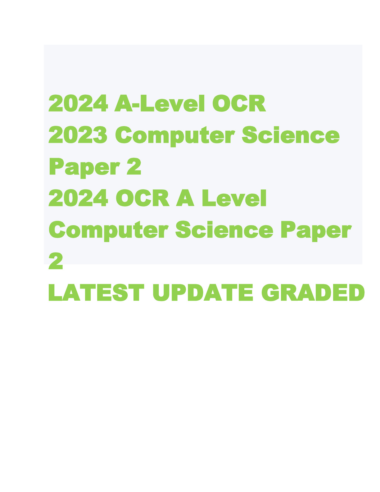 2024 A-Level OCR 2023 Computer Science Paper 2 2024 OCR A Level ... 2024 A-Level OCR 2023 Computer Science Paper 2 2024 OCR A Level ...