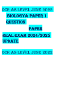 OCR AS LEVEL JUNE 2022 BIOLOGYA PAPER 1 QUESTION PAPER Real exam 2024/ ...