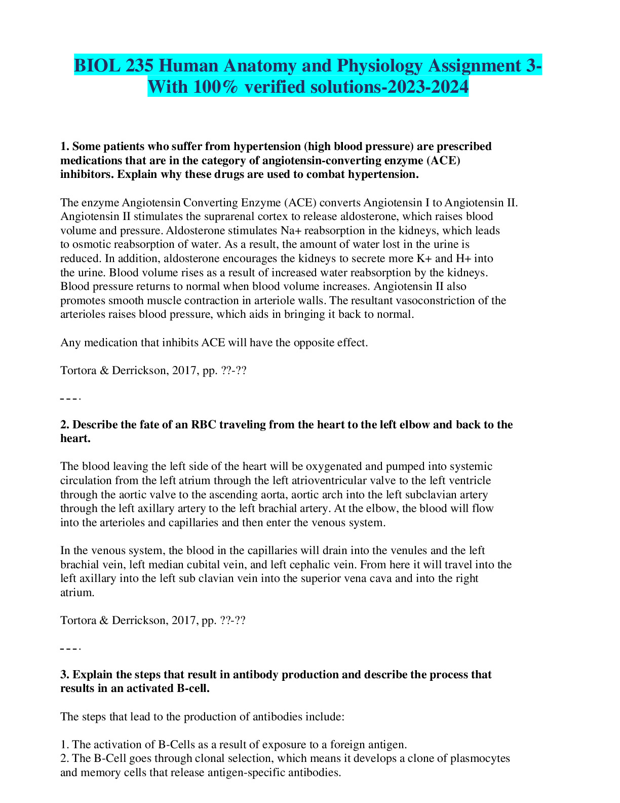 Biol 235 Human Anatomy And Physiology Assignment 3 Docmerit