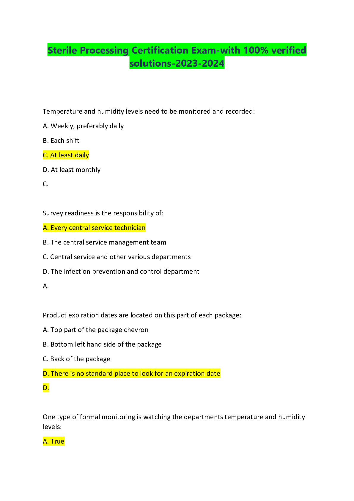 Sterile Processing Certification - DocMerit