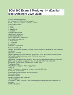 SCM 300 Exam 1 Modules 1-4 (Davila) Best Answers 2024-2025 - DocMerit
