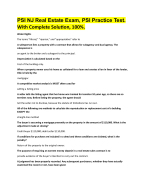 PSI NJ Real Estate Exam, PSI Practice Test. With Complete Solution, 100 ...