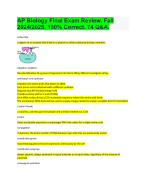 ULTIMATE AP Biology Exam Review (Answered) 56 Q&A. 100% Correct, Latest ...