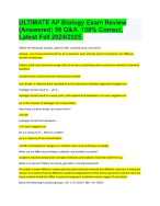 ULTIMATE AP Biology Exam Review (Answered) 56 Q&A. 100% Correct, Latest ...