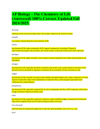 AP Biology - The Chemistry of Life (Answered) 100% Correct. Updated ...