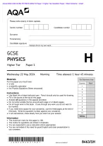 Actual 2024 AQA GCSE PHYSICS 8463/1H Paper 1 Higher Tier Question Paper ...