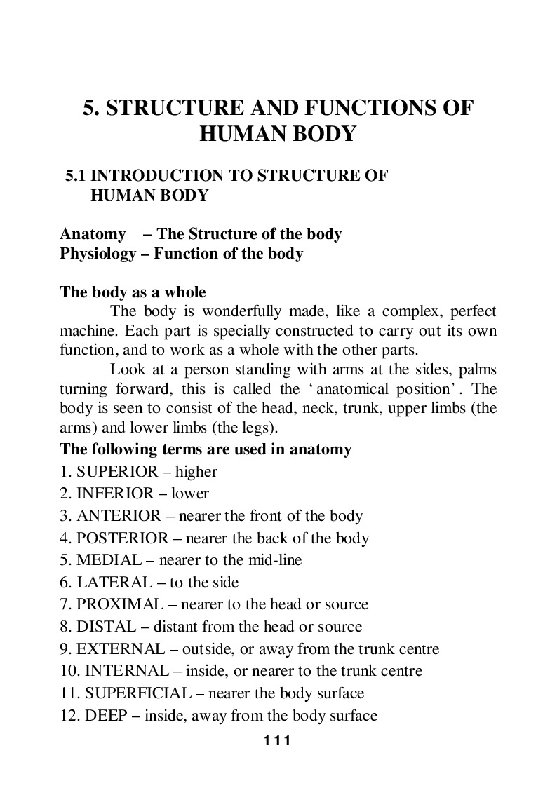STRUCTURE AND FUNCTIONS OF HUMAN BODY - DocMerit
