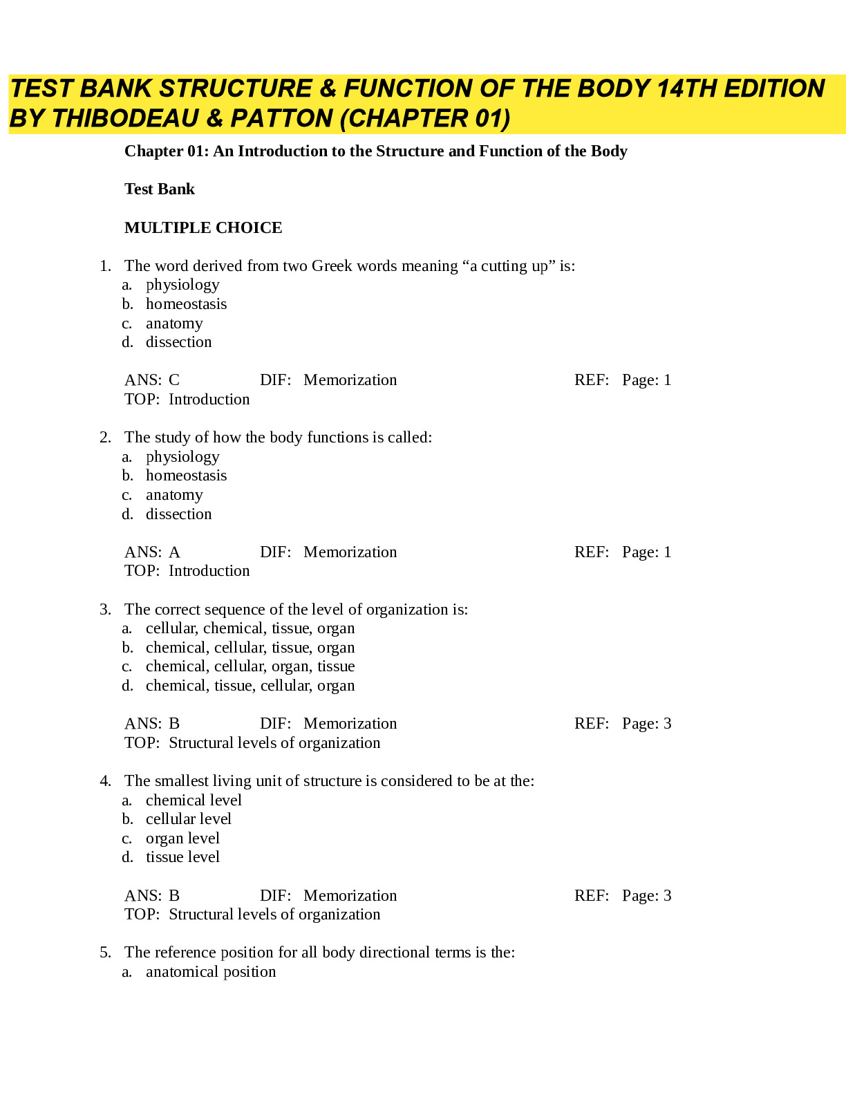 STRUCTURE AND FUNCTIONS OF HUMAN BODY - DocMerit