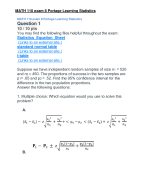 MATH 110 exam 8 Portage Learning Statistics - DocMerit