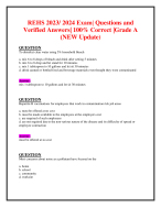 REHS Exam (2023/ 2024 Latest Update) Practice Questions with Verified ...