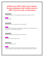 REHS Exam (2023/ 2024 Latest Update) Practice Questions with Verified ...