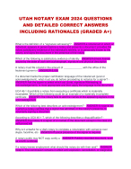 UTAH NOTARY EXAM 2024 QUESTIONS AND DETAILED CORRECT ANSWERS INCLUDING ...