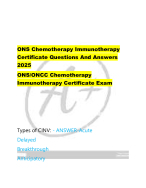 ONS Chemotherapy Immunotherapy Certificate Questions And Answers 2025 ...