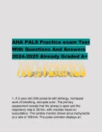 AHA PALS Test Review 2024–2025 | Practice Questions and Correct Answers ...