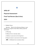 APEA 3P Physical Assessment Final Test Review 2025 (Qns & Ans) - DocMerit